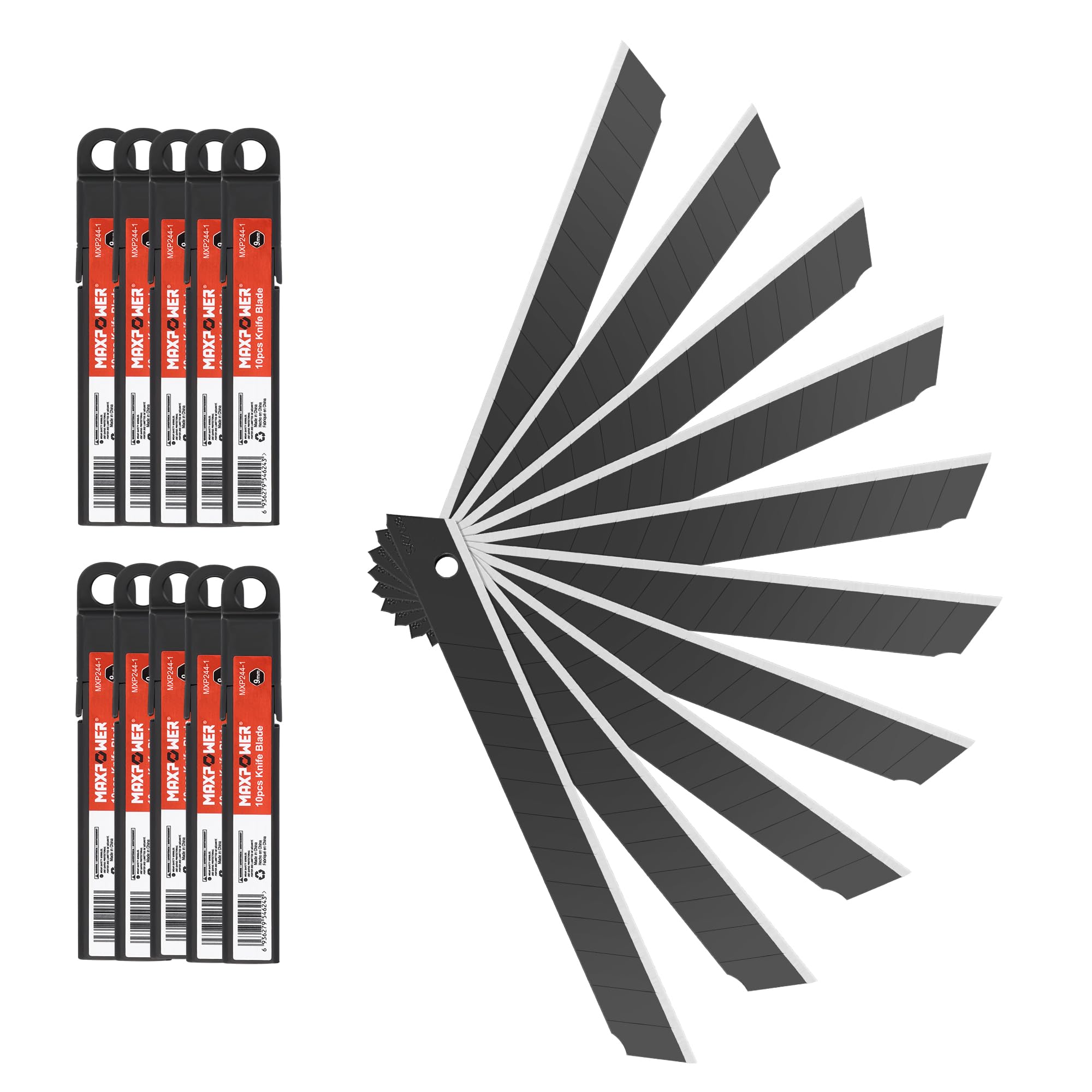 MAXPOWER 9mm Snap Off Blades, 100-Piece Utility Knife Blades, 60 ...