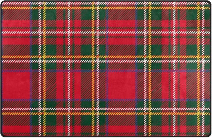 Red And Green Plaid Area Rugs Multicolor Doormats for Home Decor Rugs ...