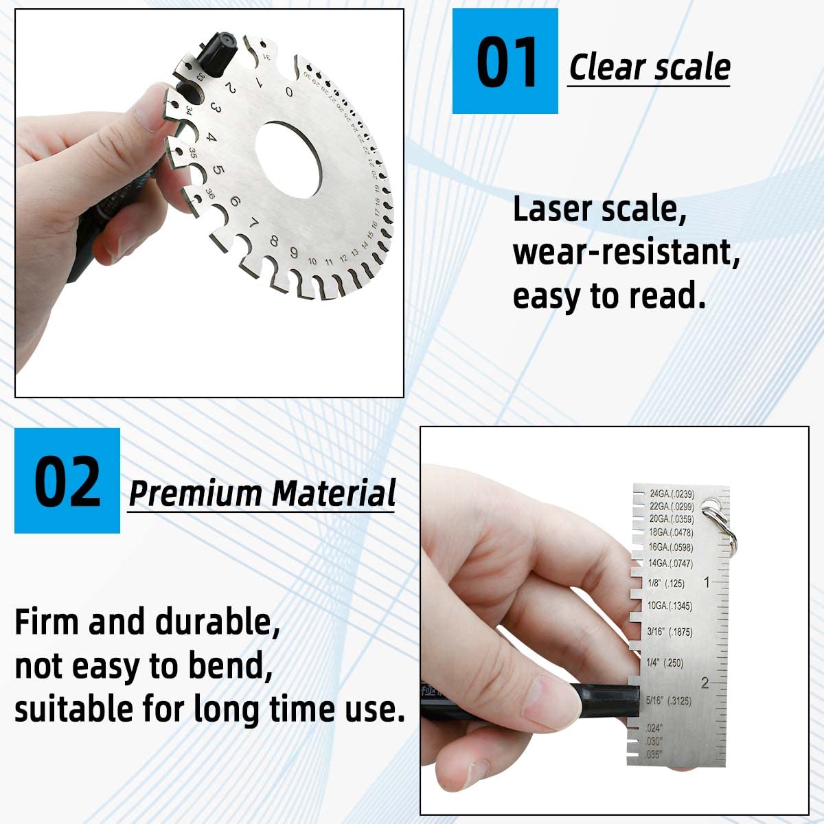 Mua 2 Pack Wire Metal Sheet Thickness Gauge Stainless Steel Welding ...
