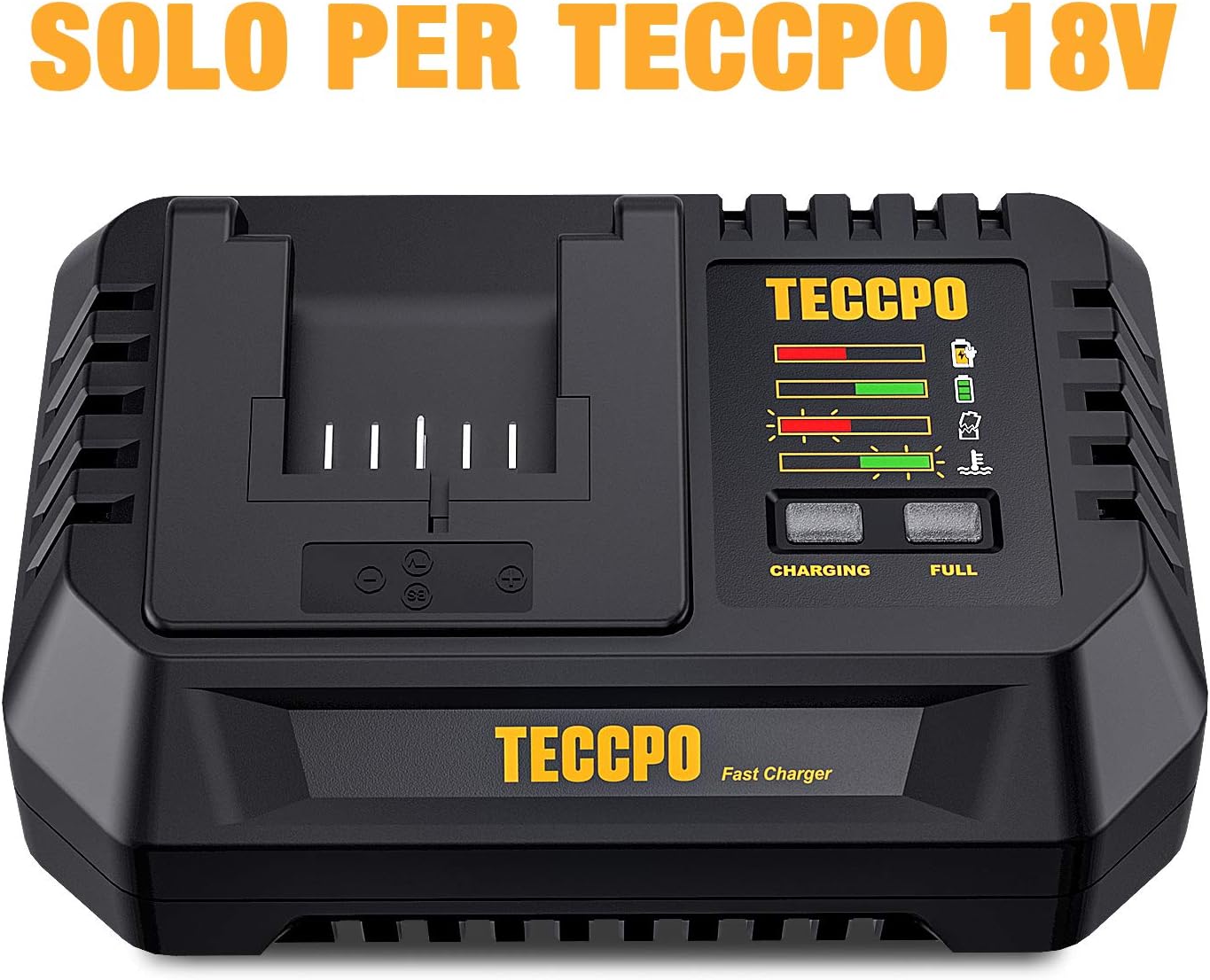 TECCPO Caricabatterie, Compatibile con Tutte le Batterie TECCPO 18V ...