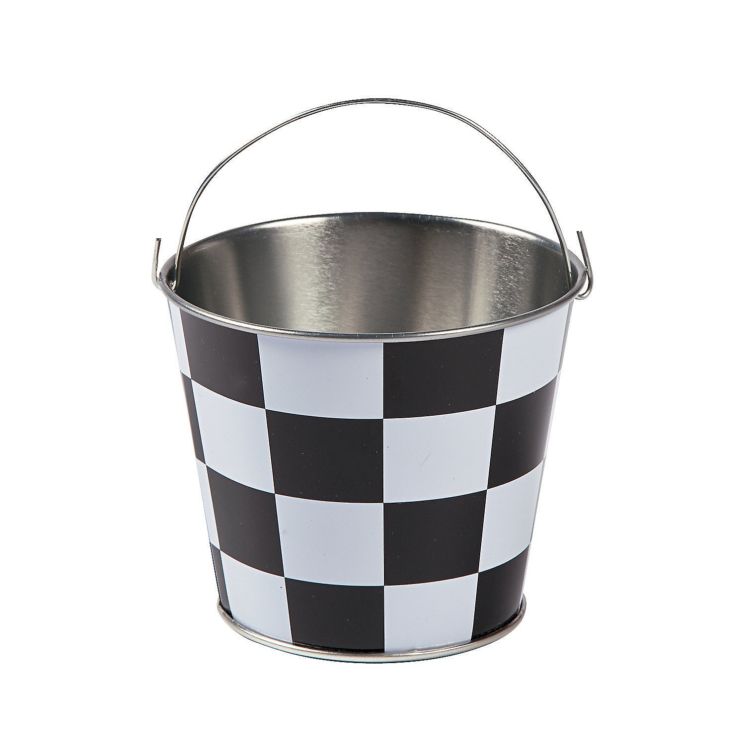 Fun Express Mini Black & White Checkered Pails - Perfect for Race Car ...