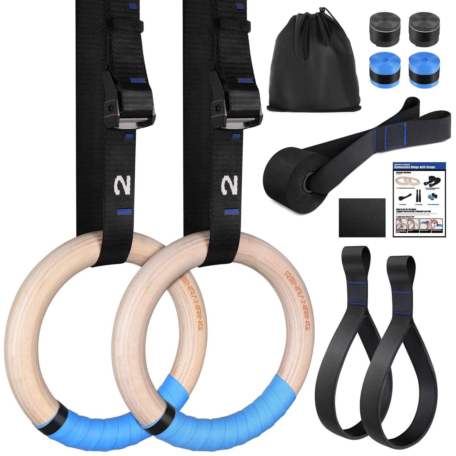 Mua RENRANRING Gymnastic Rings Wooden Gym Rings 1.25'' Exercise Rings ...