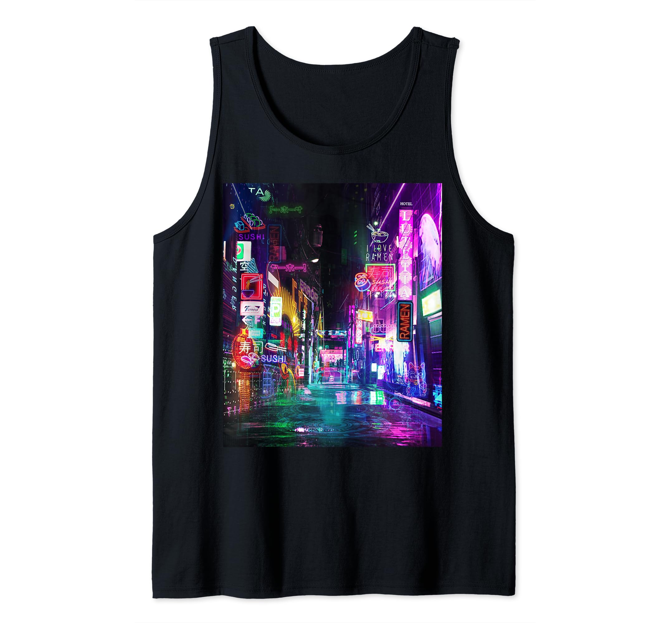 Cyberpunk City Sci Fi Night Tokyo Japan Urban Noir Dystopia Tank Top ...