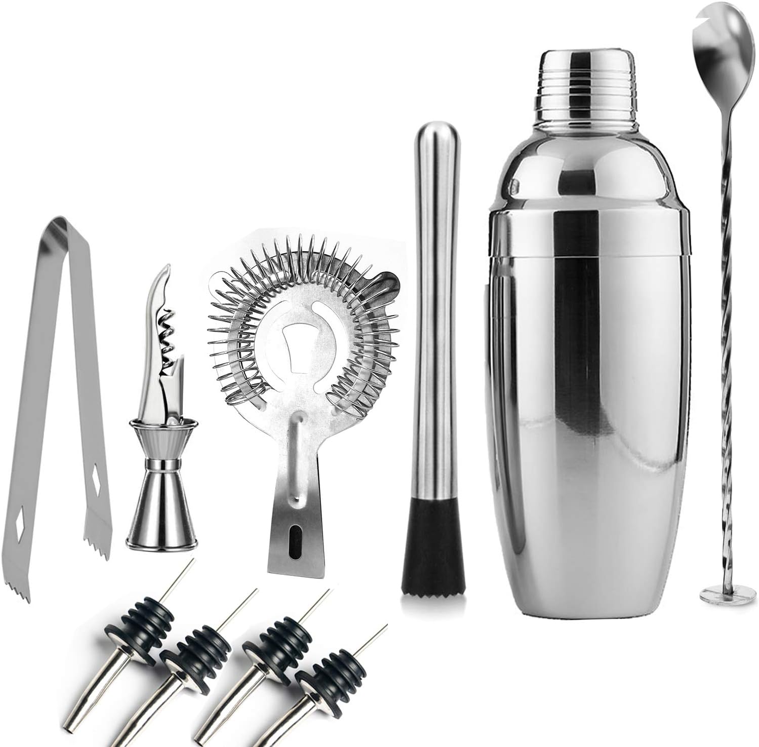 Amazon.com: 12 Pieces Bartender Kit Cocktail Shaker Bar Tools, 25 oz ...