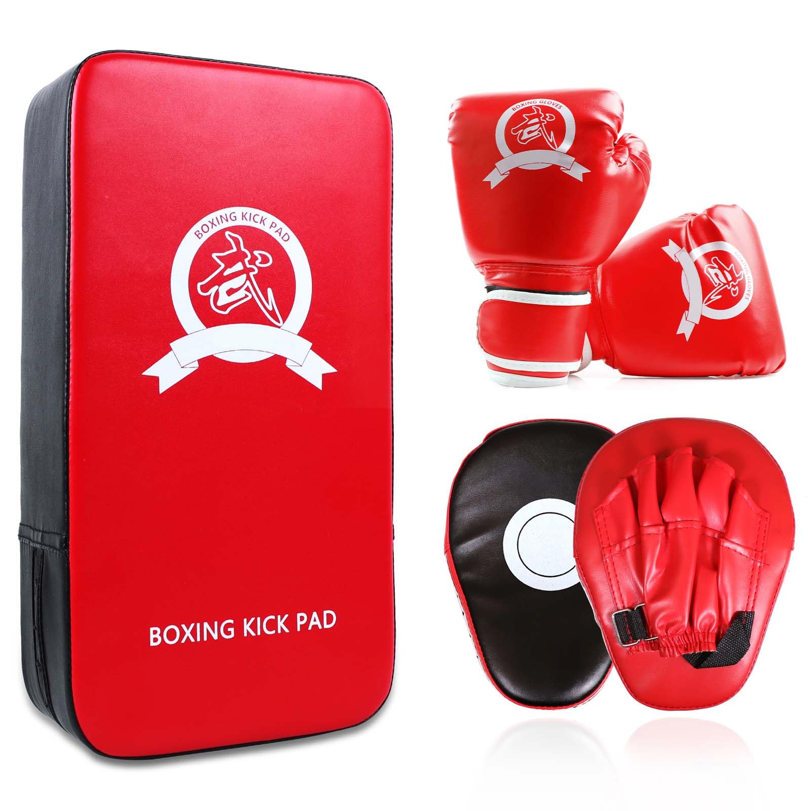 SEISSO 3-in-1 Kickboxing Gloves Boxing Kick Pads Punching Mitts Set for ...