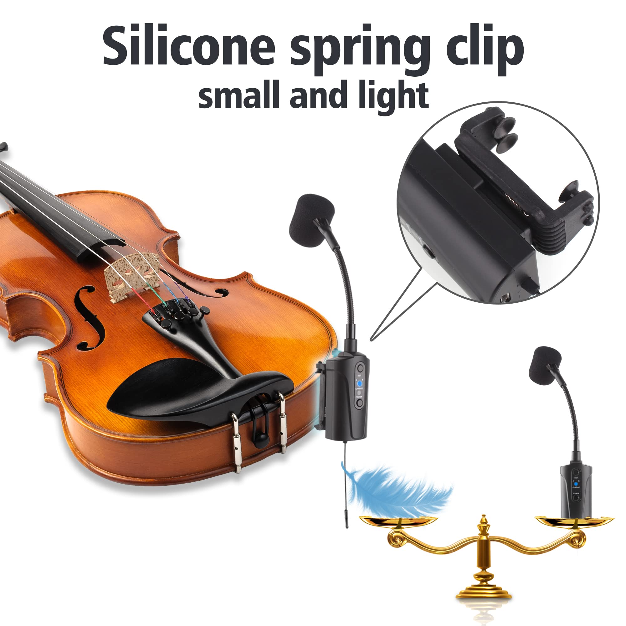 Mua Double Microphone for Violin Q2/VT-5 Violin Microphone Wireless UHF Gooseneck Pick Up ...