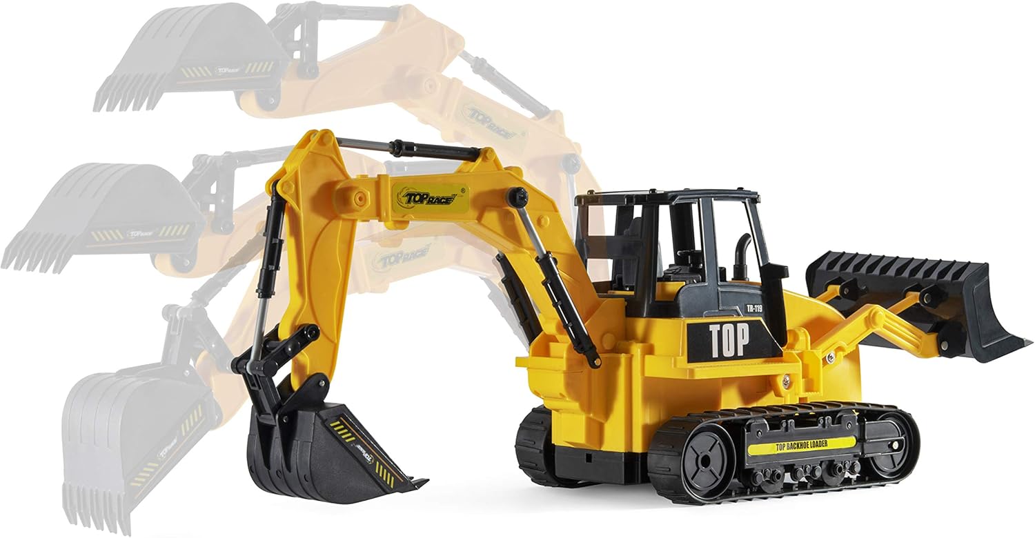 Top Race 8 Channel Full Functional RC Excavator Backhoe Loader, Battery ...