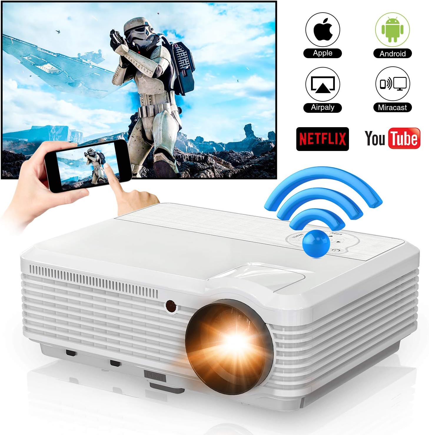 Bluetooth Wifi Home Theater Projector 4600 Lumens: Amazon.co.uk ...