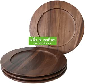 Amazon.com | Acacia Wood Chargers Set of 4, Wood 13 Inch Charger ...