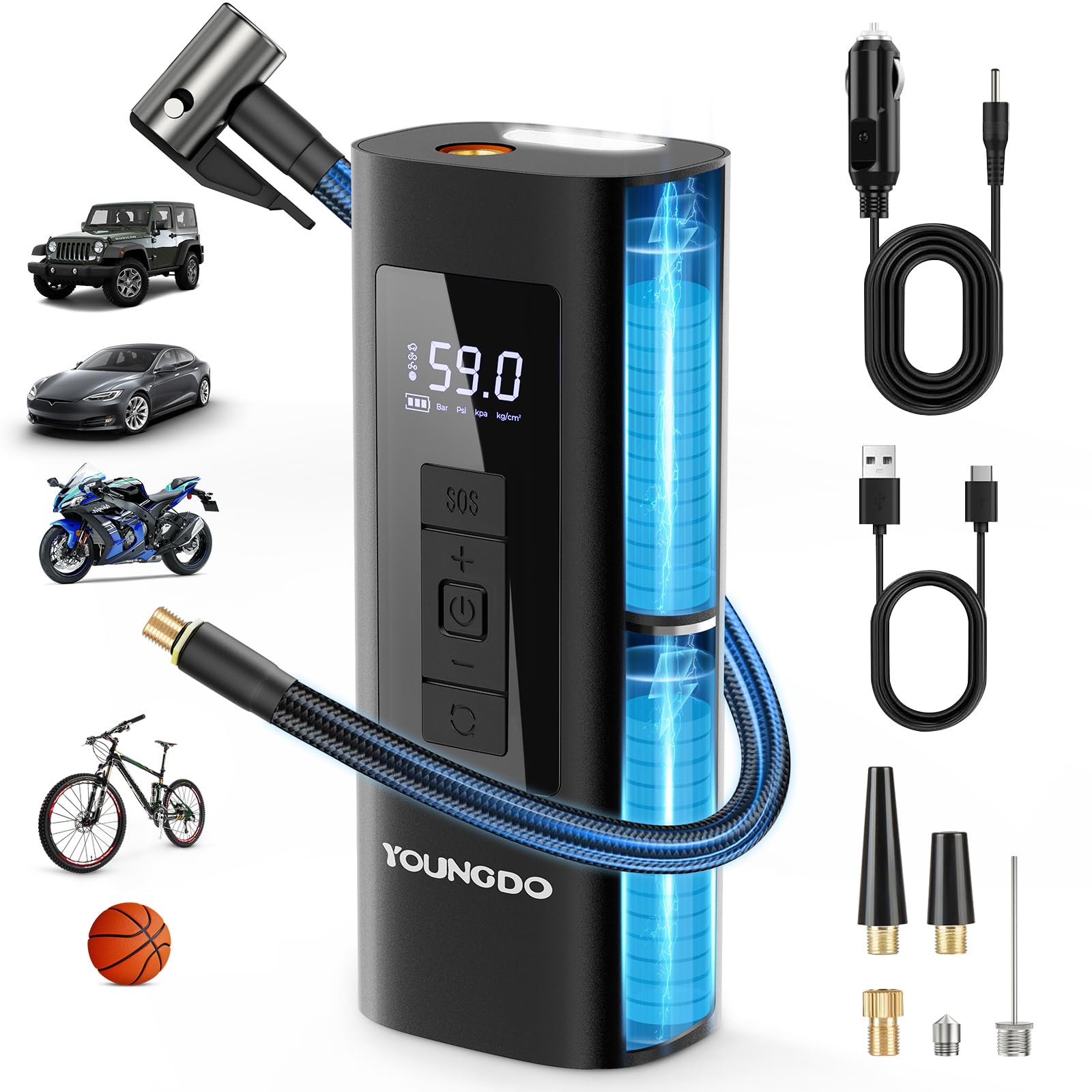 Mua YOUNGDO Tire Inflator Portable Air Compressor 150 PSI & 6000mAh Air ...