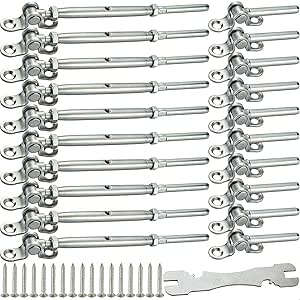 Lulultn 10 Pairs Stainless Steel Cable Railing Hardware Kit, for 3/16 ...