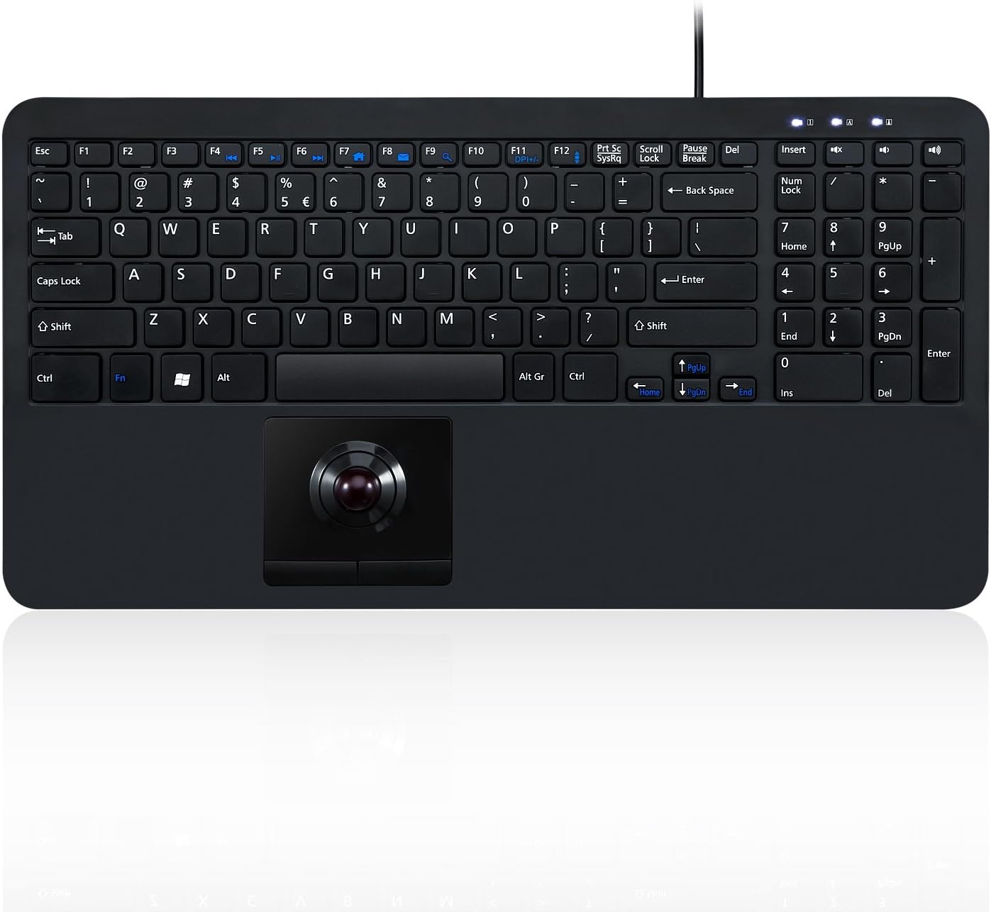 Perixx PERIBOARD-519 Wired Touchpad Keyboard with 2 USB Hubs and Number ...