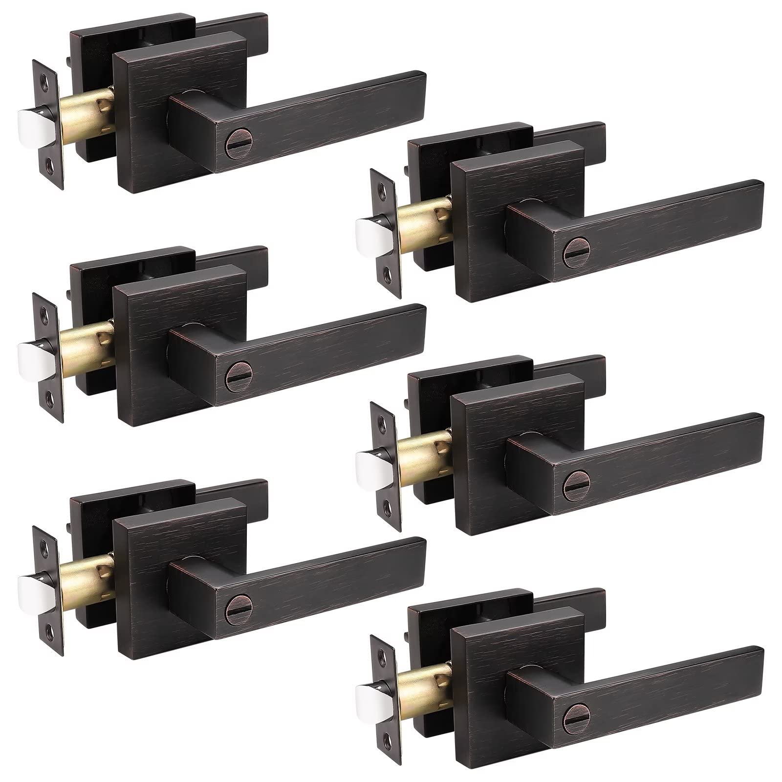 knobelite (6 Pack Privacy Door Lever, Locking Inside Door Handle Set ...
