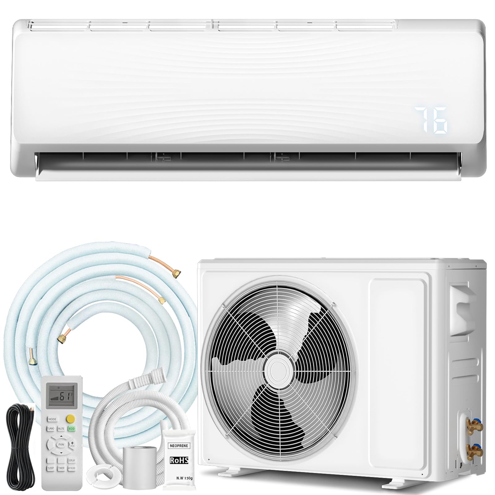 Mini Split System Air Conditioner & Heater with Inverter, 18000 BTU ...