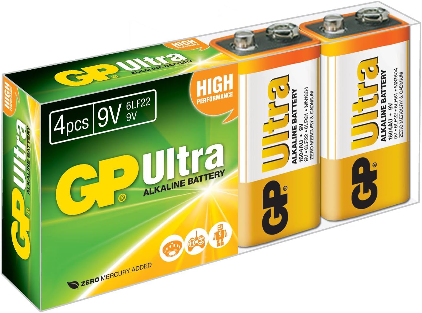 9v battery Pack of 4 | Ultra Alkaline by GP Batteries|: Amazon.co.uk ...
