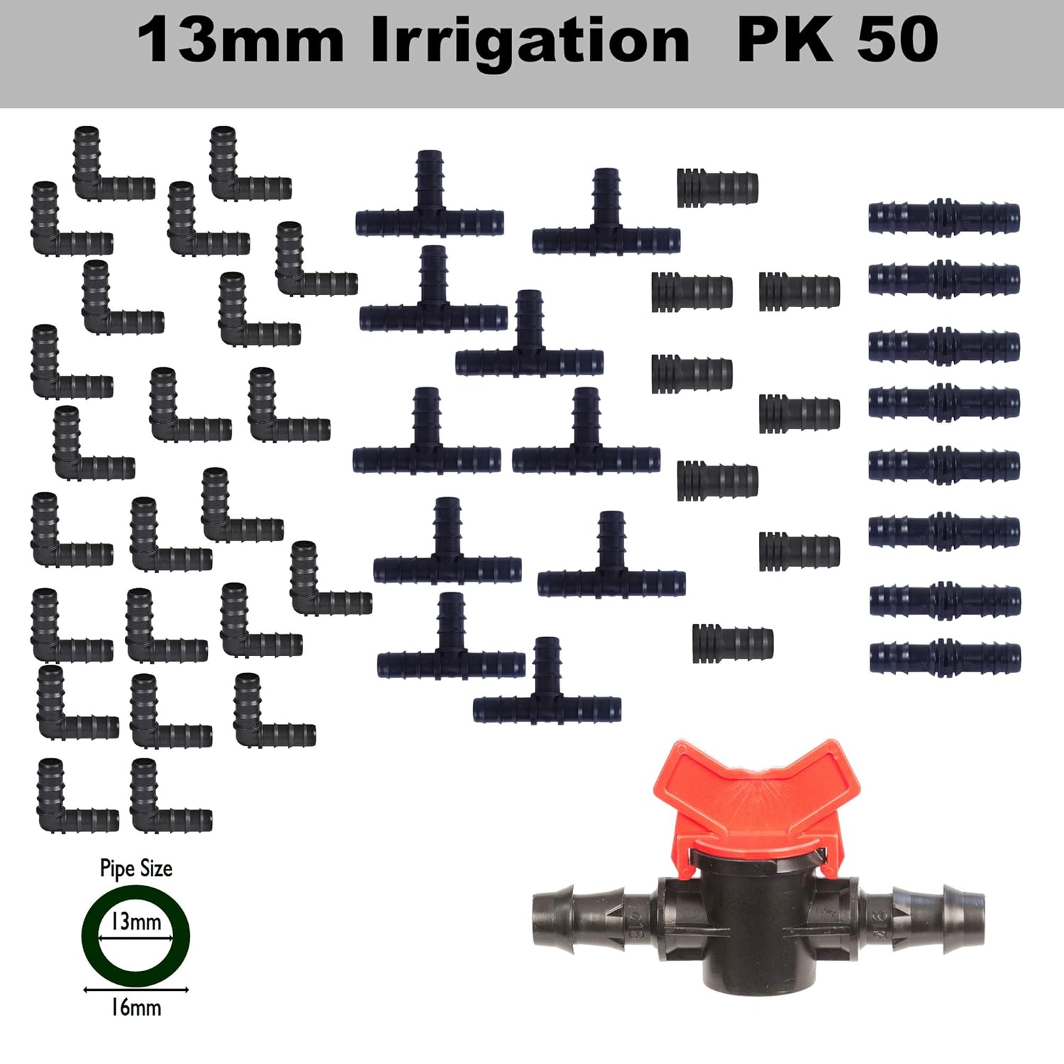 13mm irrigation/soaker pipe barbed fittings - hozelock compatible PK 50 ...