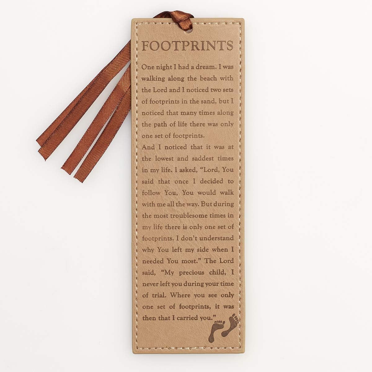 Amazon.com : Christian Art Gifts Brown Faux Leather Bookmark ...