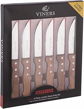 Viners Steak Knife Set, stainless_steel, Wood, 24cm x 2.5cm: Amazon.co ...