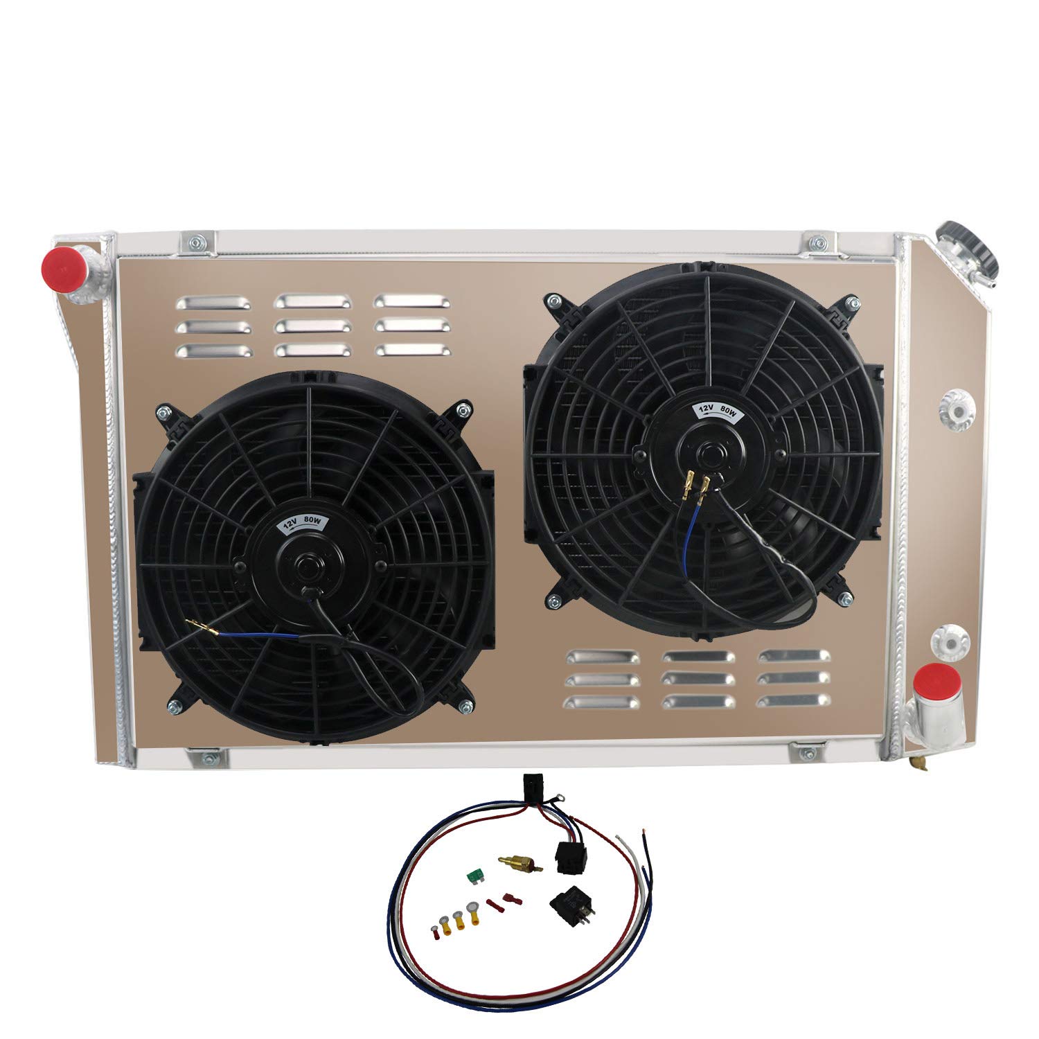 ALLOYWORKS 3 Row Core Aluminum Radiator+Shroud Fan+Relay For 1977-1982 ...