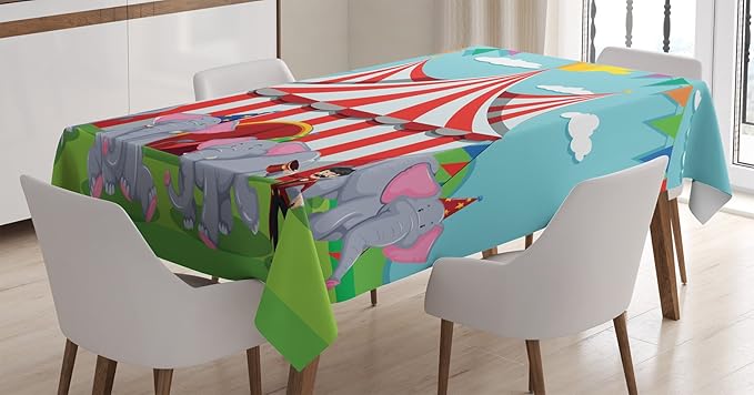 Amazon.com: Ambesonne Circus Tablecloth, Elephant Show at The Circus ...