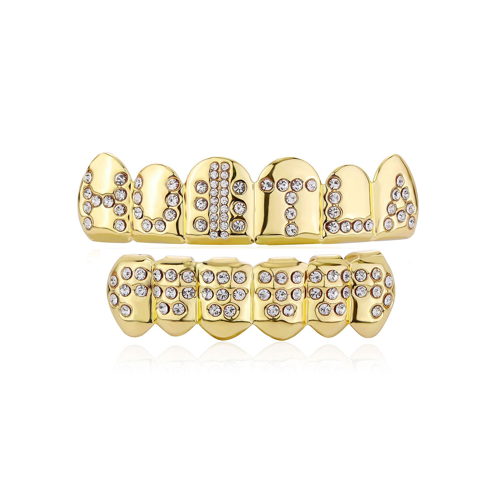 Mua JINAO Gold Grill 14K Gold Plated Iced Out Teeth Grillz Top Bottom ...