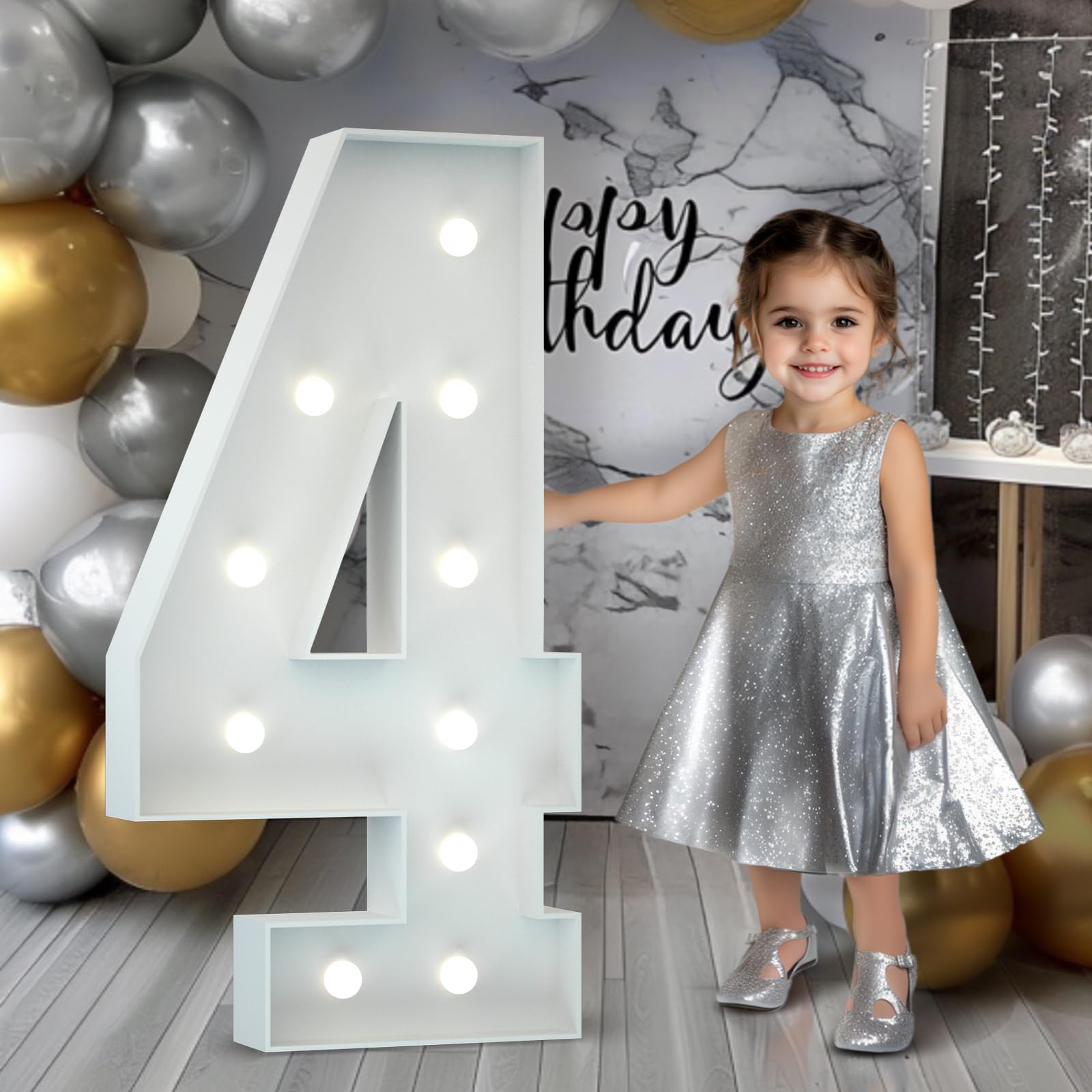 Marquee Numbers 4 Feet Tall: Large 4th 14th 40th Birthday Decorations ...