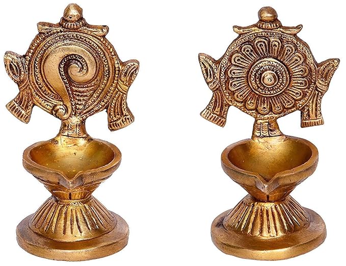 Buy Artvarko Brass Artistic Lord Swami Vishnu Religious Symbols Shankha ...