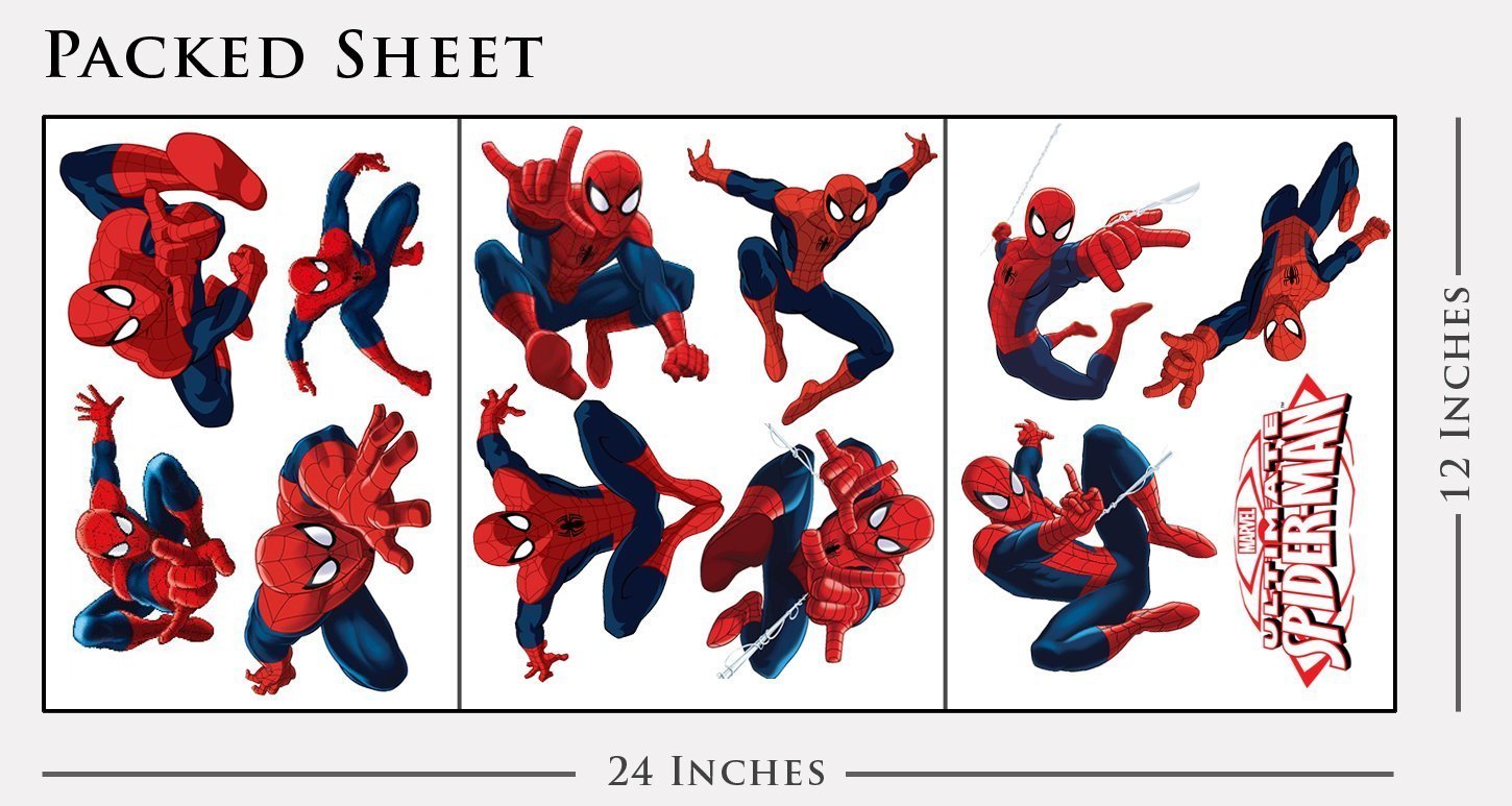 Spiderman Sticker Pack for Kids Room Wall Decor Peel and Stick Wall ...