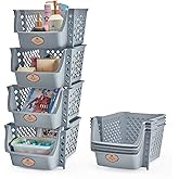 Amazon.com: Wenqik 6 Pack Plastic Stackable Storage Bins for Organizing ...