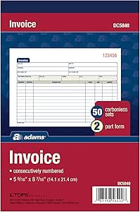 Adams Invoice Book, 5.56 x 8.44 Inches, White and Canary, 2-Part (50 ...