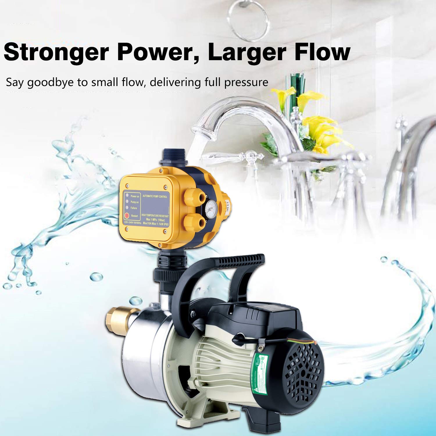 TDRFORCE 3/4 HP Pressure Booster Pump Automatic Water Pump Tankless ...