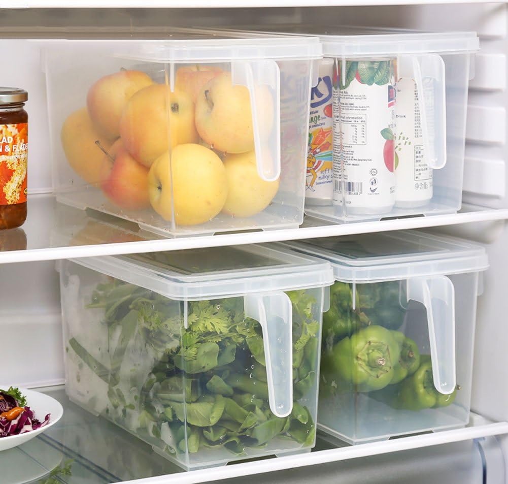 HapiLeap Refrigerator Organizer Bins- Stackable Fridge Organizer Food ...