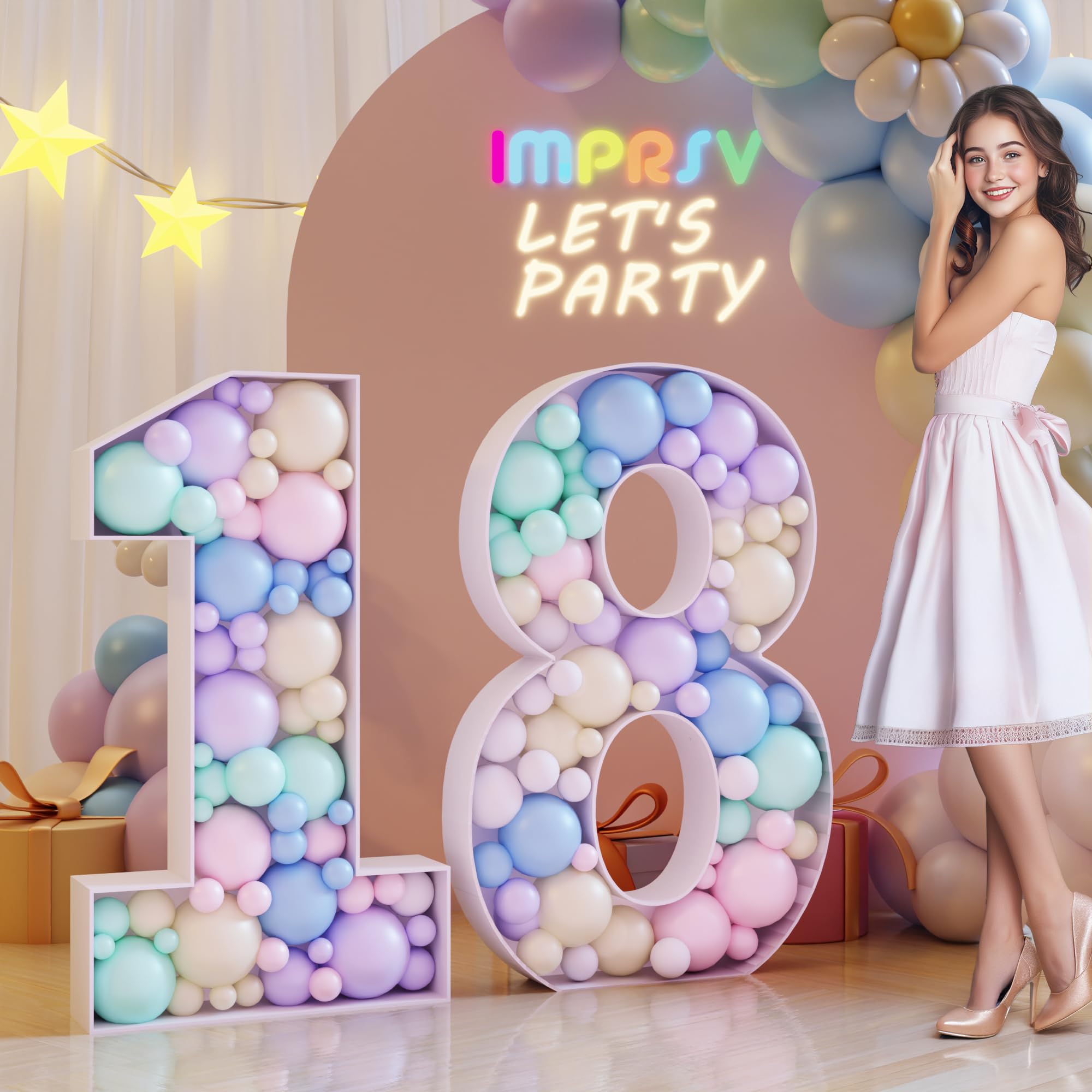 Mosaic Numbers for Balloons 3FT: Large 18th Birthday Decorations ...