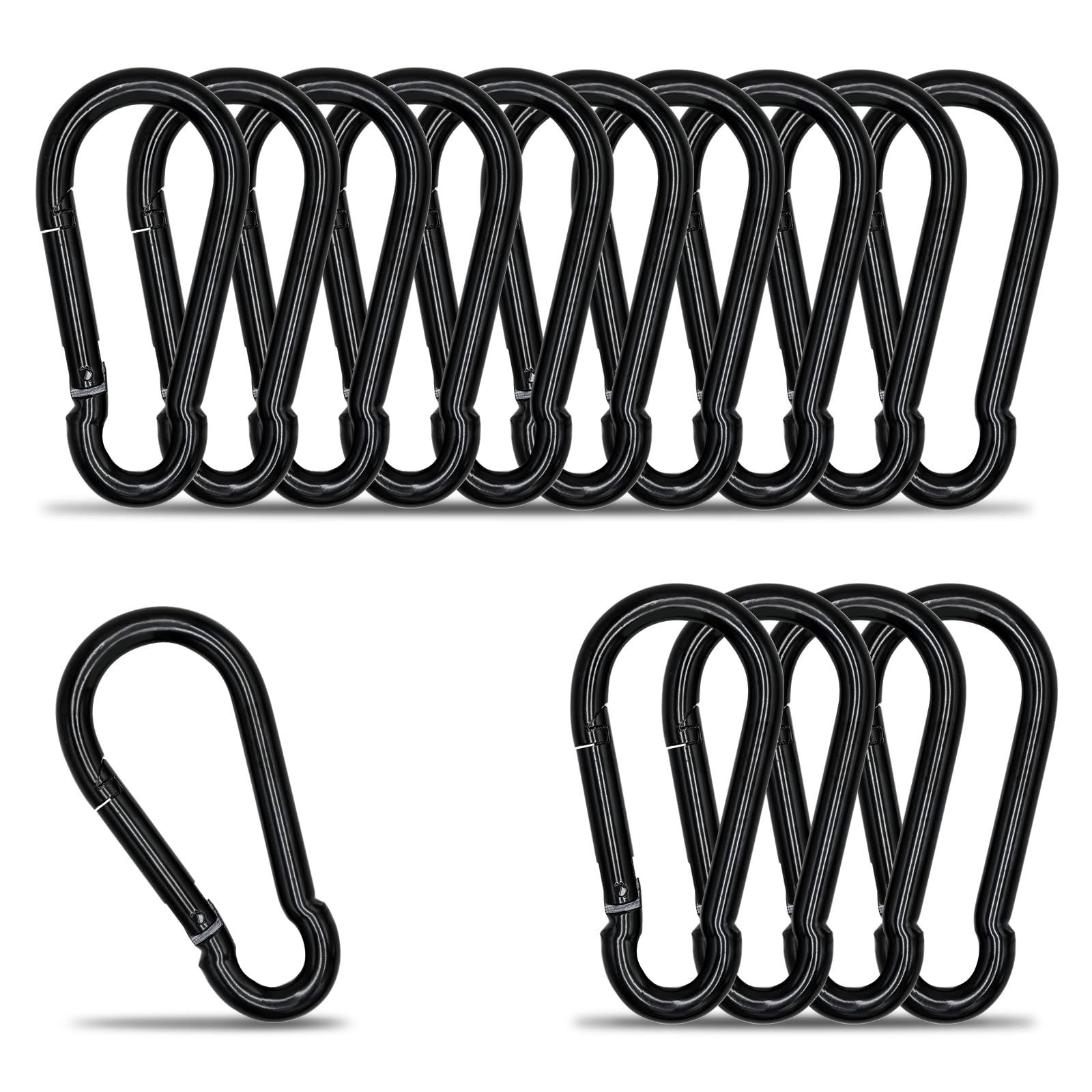 KINLINK 15 Pack Black Carabiner Clip, 1.97 inch Heavy Duty Spring Snap ...