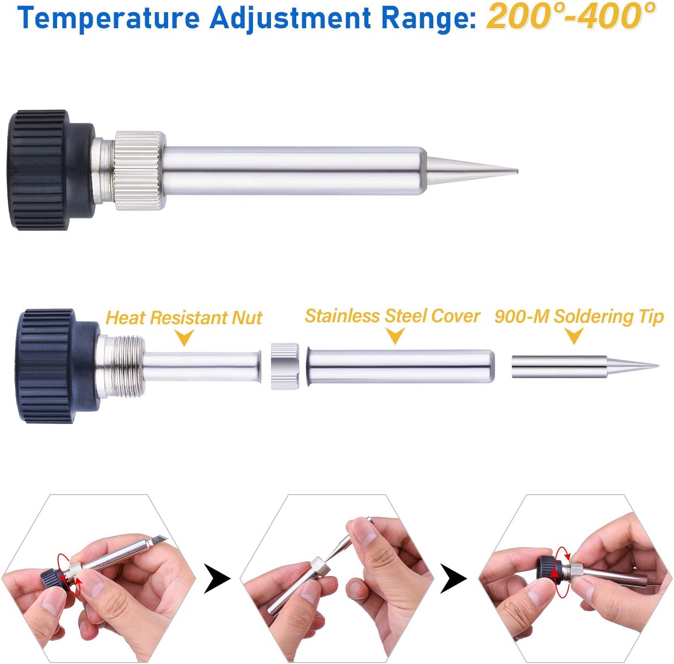 10PCS Soldering Tip Set, Lead-Free 900M-T Soldering Iron Tips with a ...