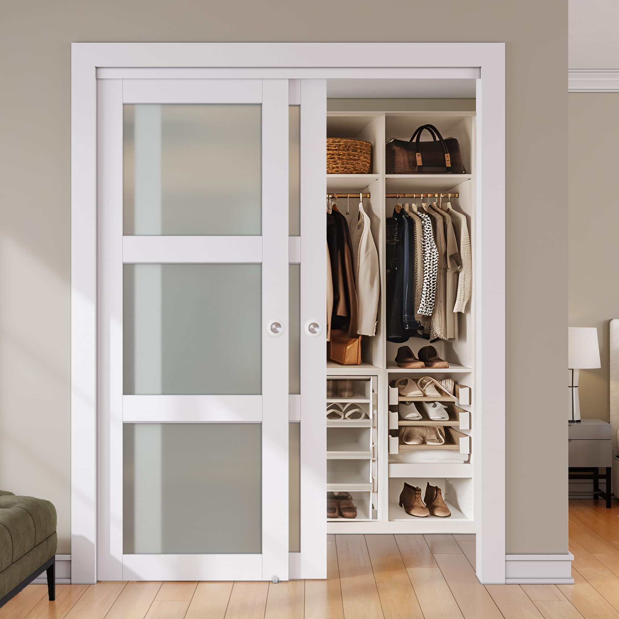 SMARTSTANDARD Sliding Closet Door, 56"×80"(Double Barn Doors 29 ...