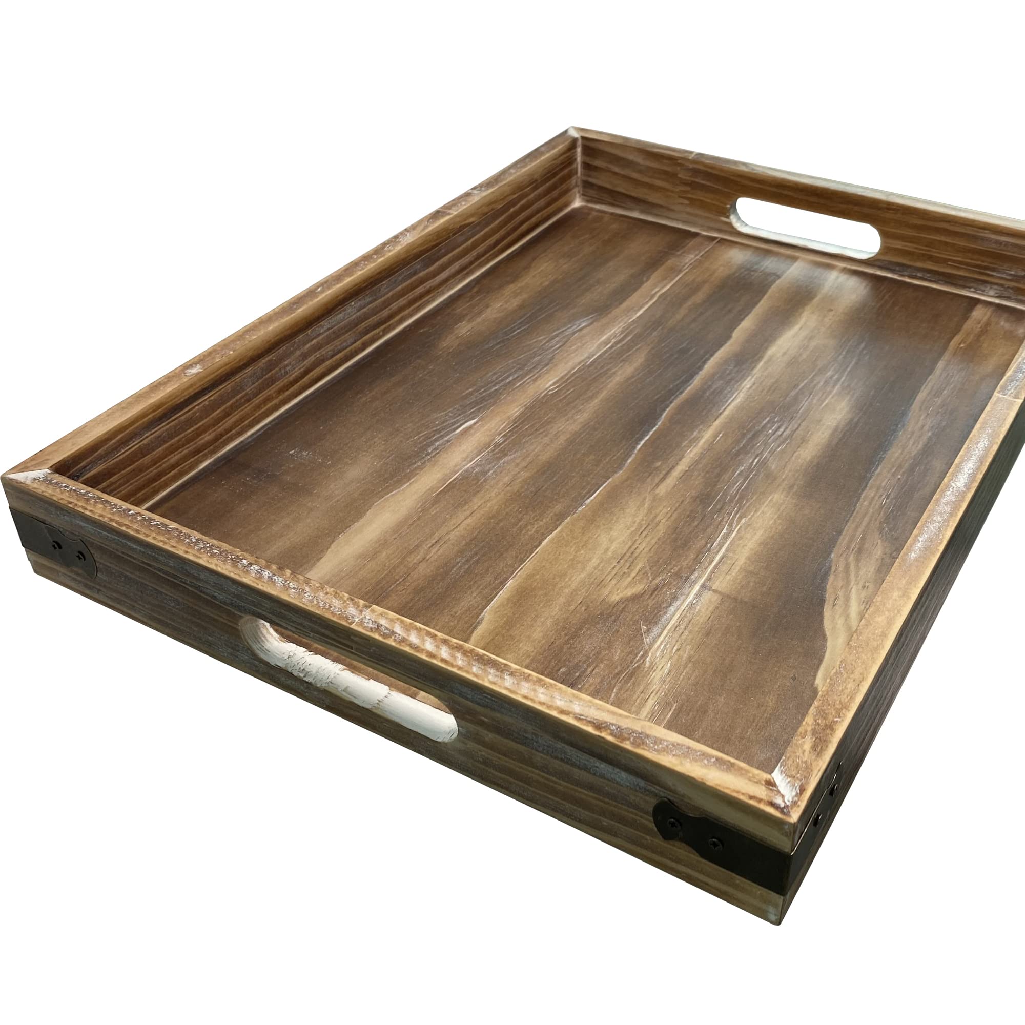 Wooden Rustic Large Serving Tray with Handles | Brown Pine Tree ...