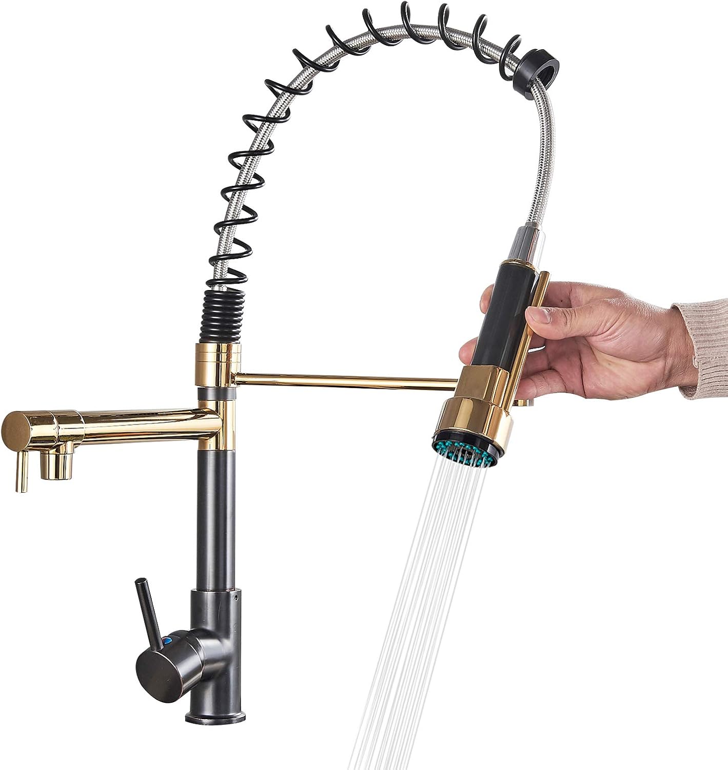 Onyzpily Gold+Black Kitchen Tap Kitchen Sink Mixer tap Single Handle ...