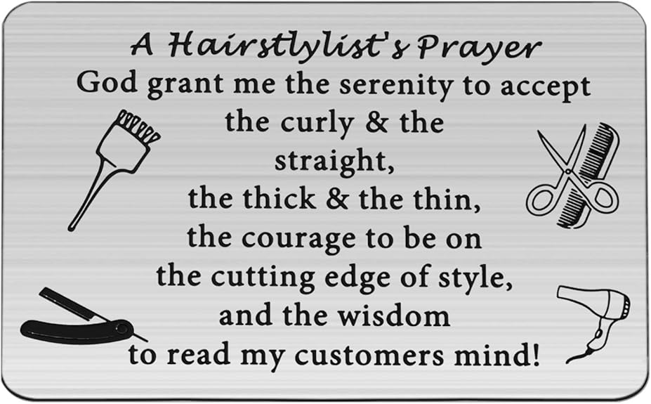 Amazon.com: BAUNA Hair Stylist Gifts Hairstylist’s Prayer Metal Wallet ...