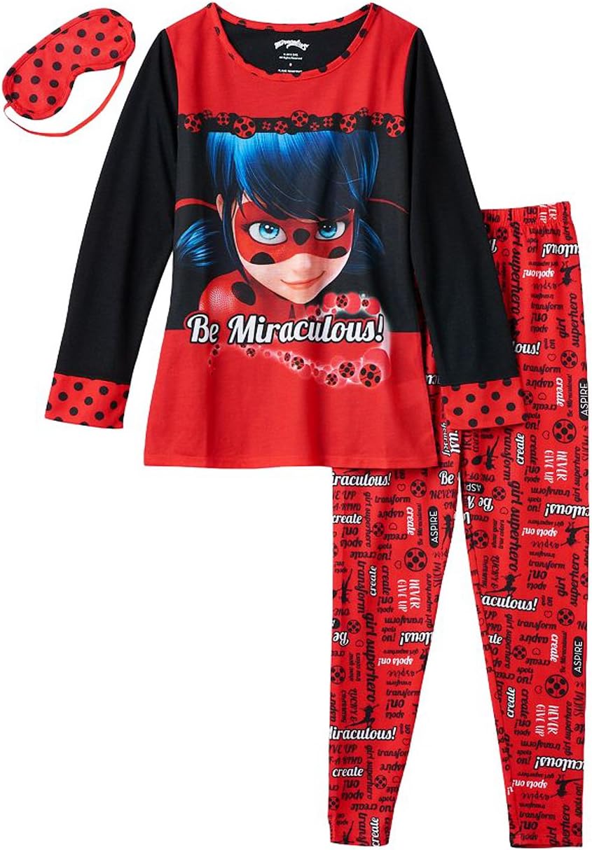 Pijama feminino Miraculous Ladybug com máscara para dormir (criança ...