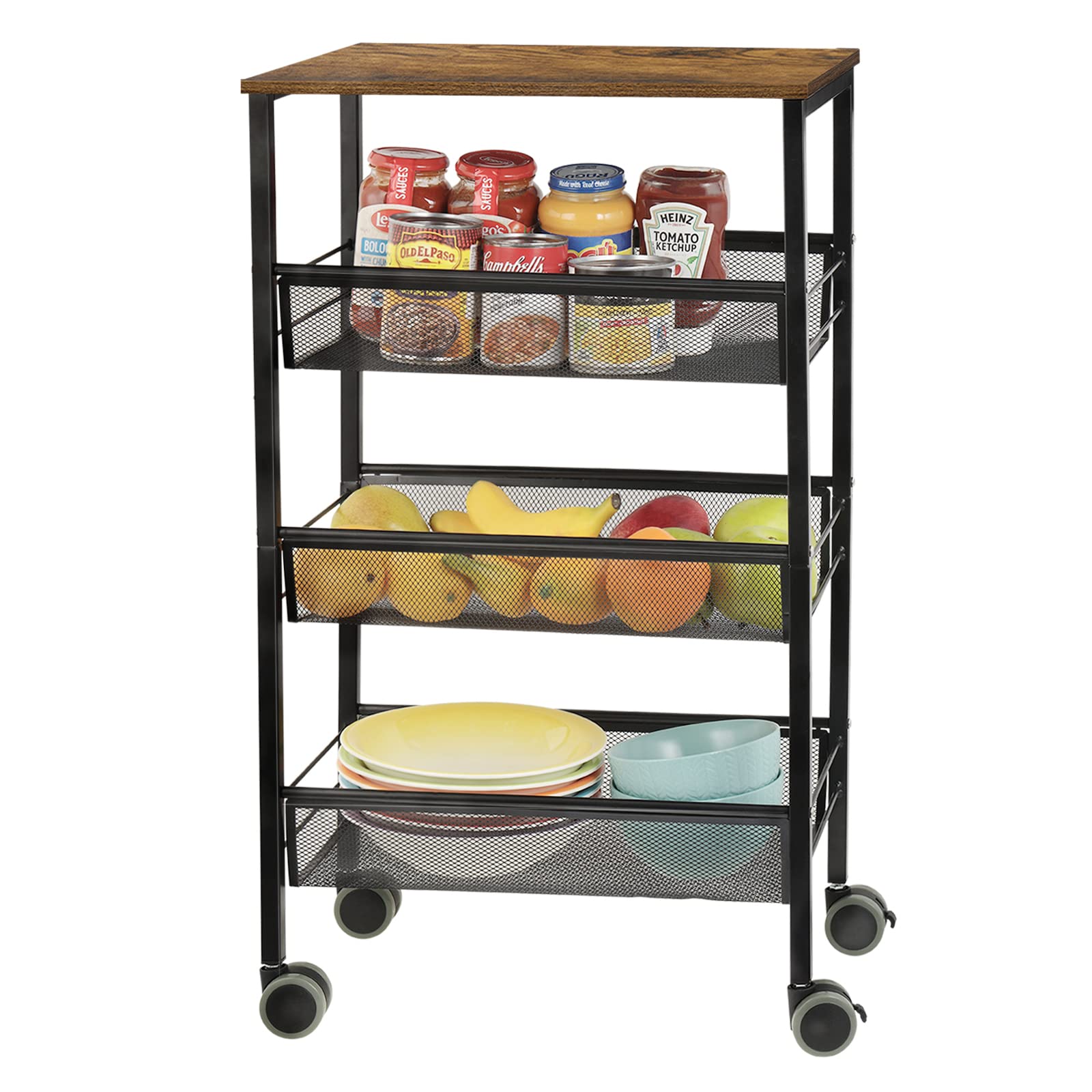 Mua SEHERTIWY Kitchen Storage Rolling Cart, 4-Tier Kitchen Island Cart ...