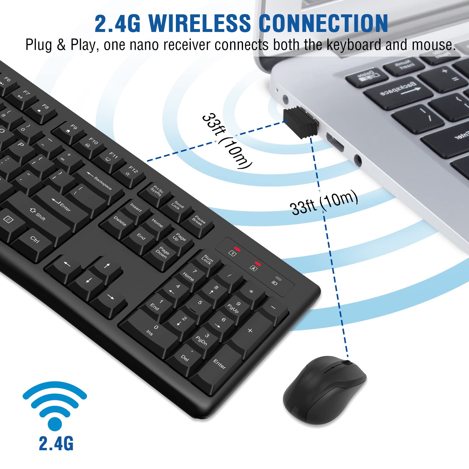 Mua Wireless Keyboard and Mouse Combo, EDJO 2.4G Full-Sized Silent ...