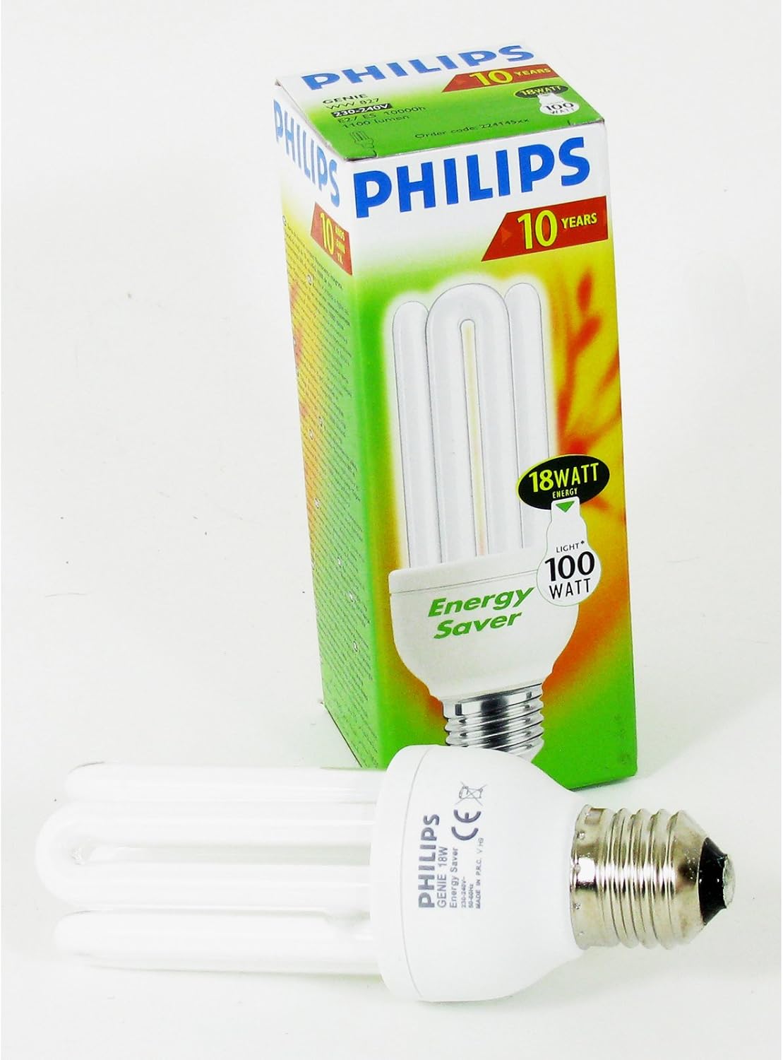 Philips Genie Energy-Saving Lightbulb 18 Watt 827, Warm White E27 ...