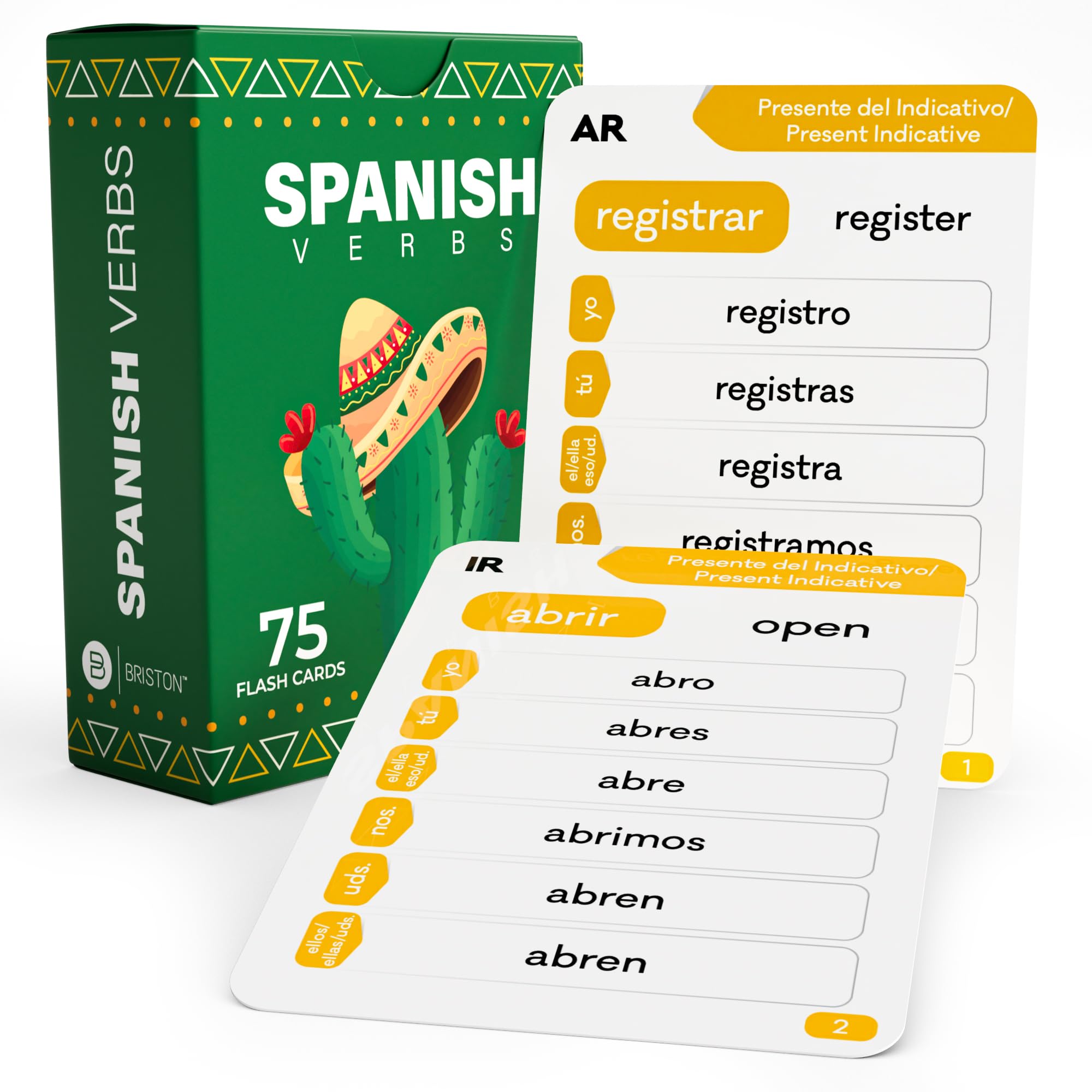 Spanish Verb Conjugation Flash Cards (150 Verbs 75 Cards) Educational ...
