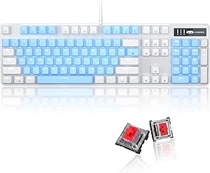 Amazon.com: Mechanical Gaming Keyboard, 104 Keys White Backlit ...