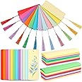 Amazon.com: Sinmoe Blank Paper Bookmarks Cardstock Colorful Tassels ...