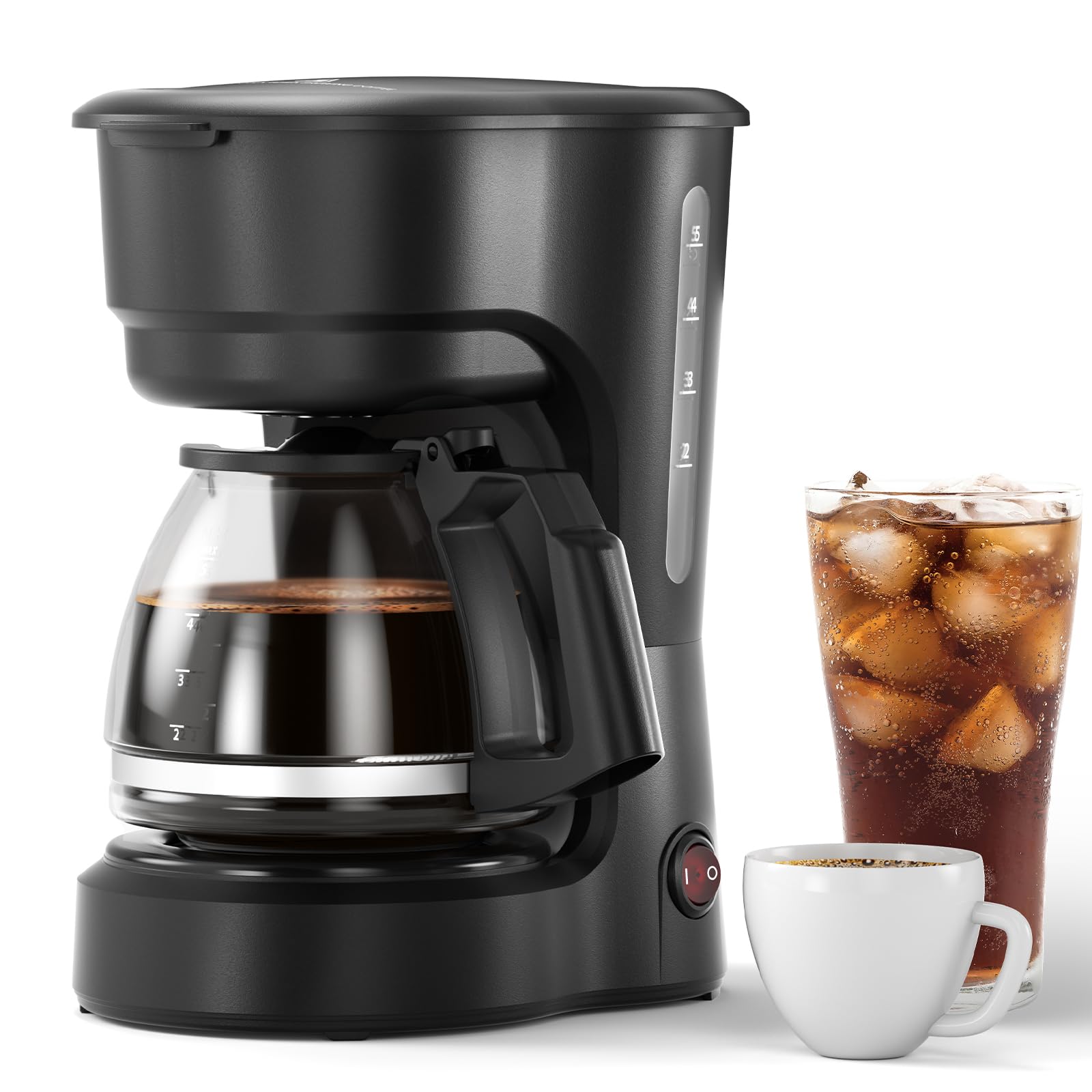 COWSAR Compact Coffee Machine, 5 Cup Drip Coffee Maker with Pause ...