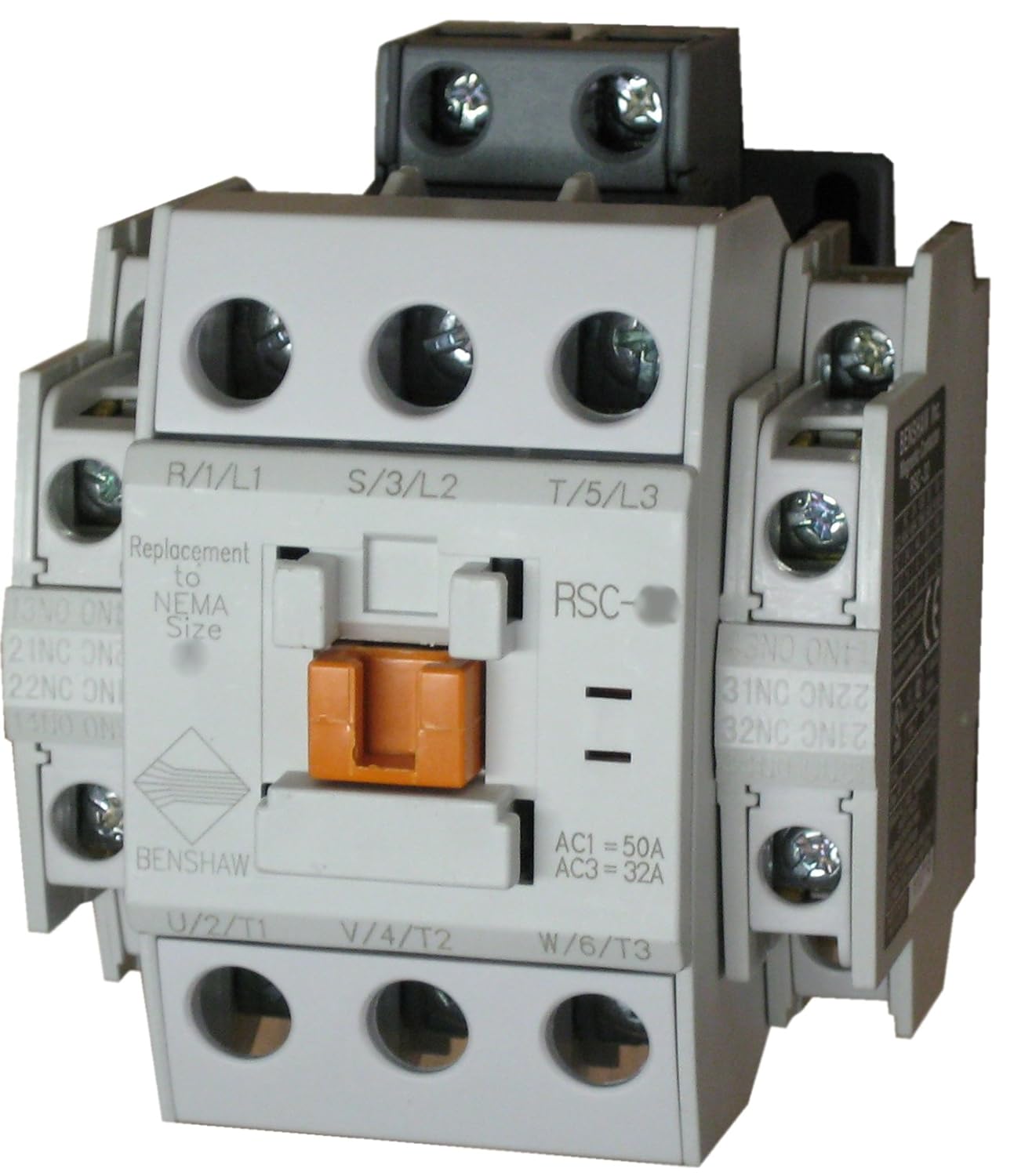 Benshaw RSC-40-6AC24 3 pole, 40 AMP contactor with a 24 volt AC coil ...