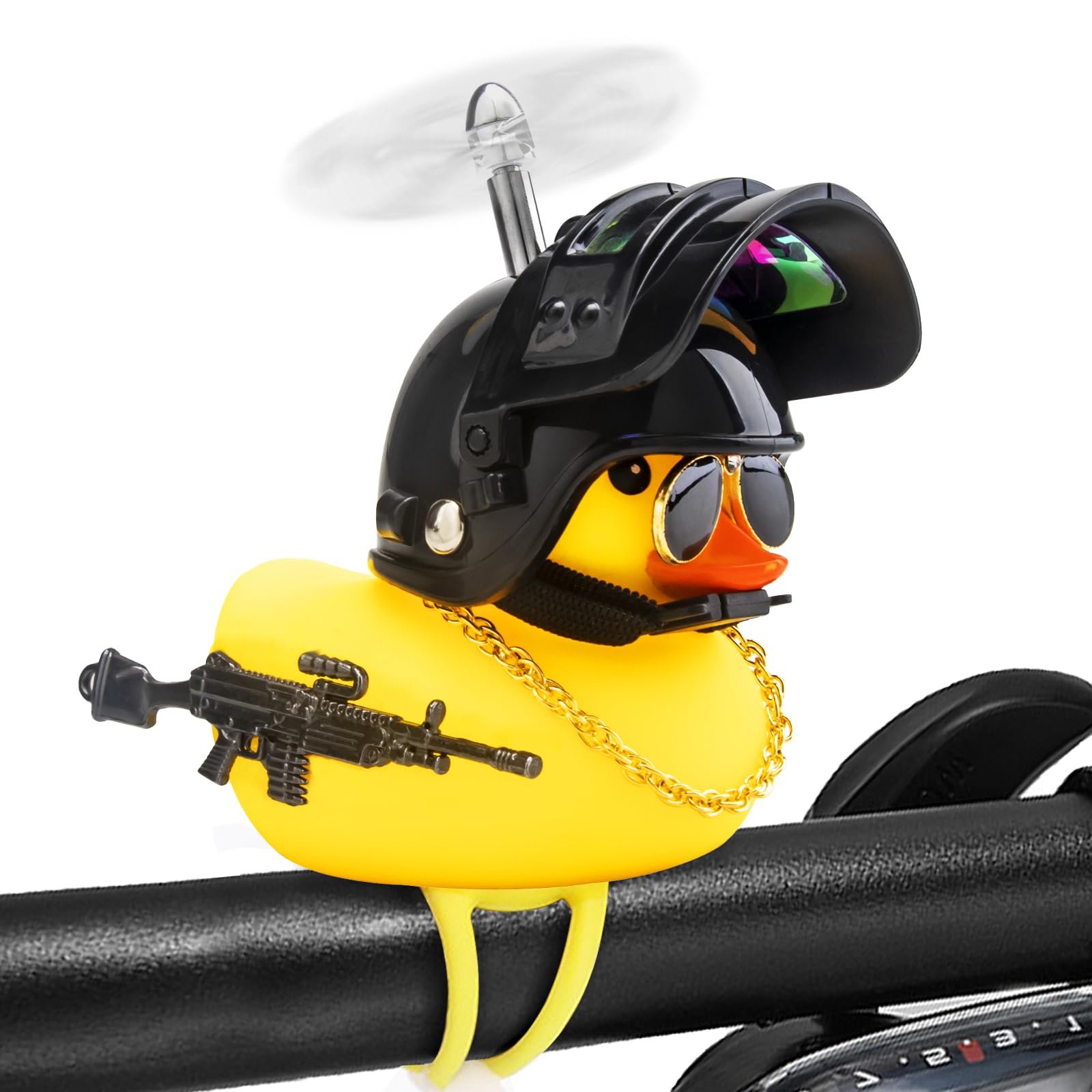 wonuu Rubber Duck Bike Bell, Squeeze Ducks with Helmet for Cycling Car ...