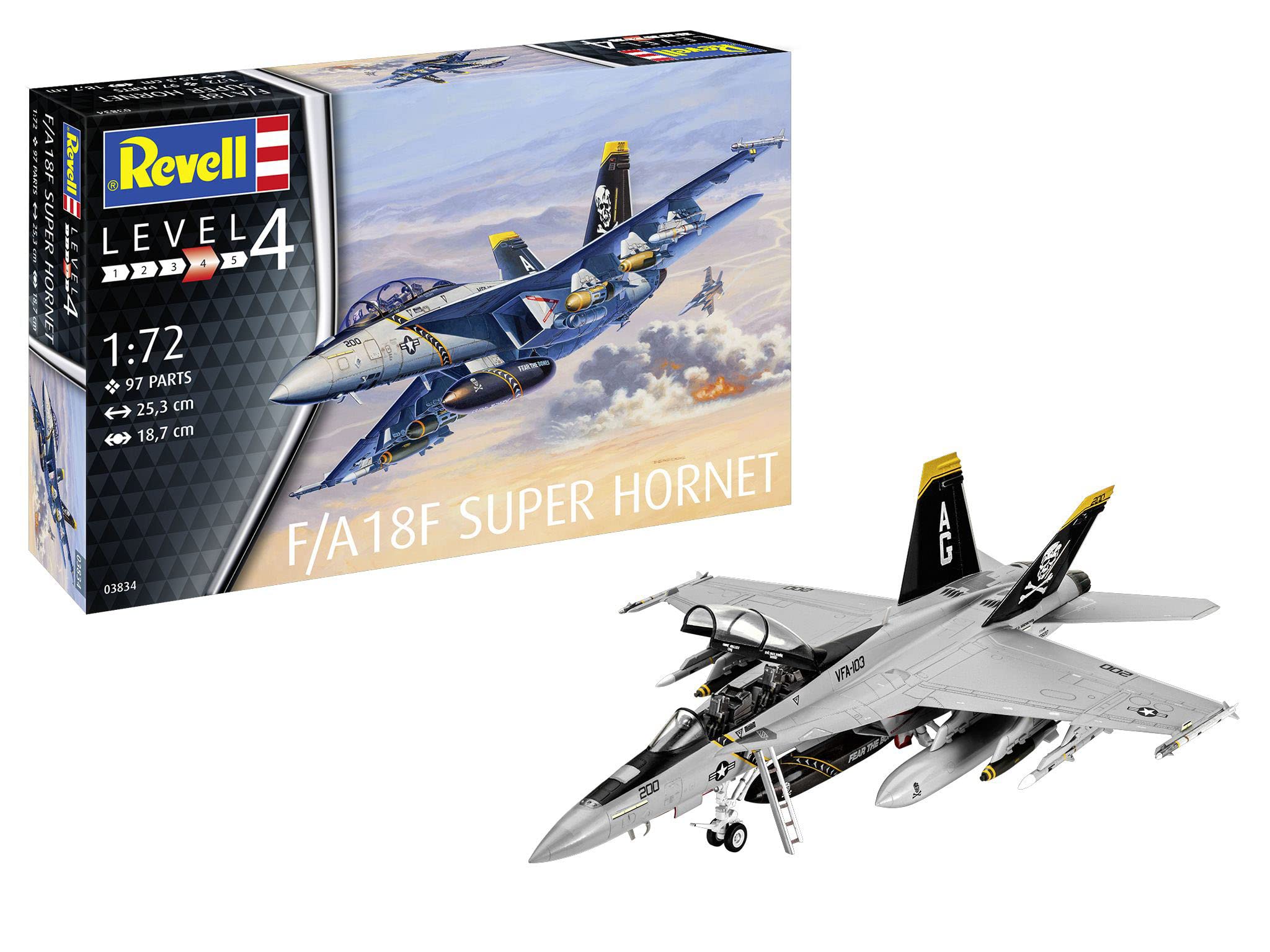 Revell 03834 F/A-18F Super Hornet 1:72 Scale Unbuilt/Unpainted Plastic ...